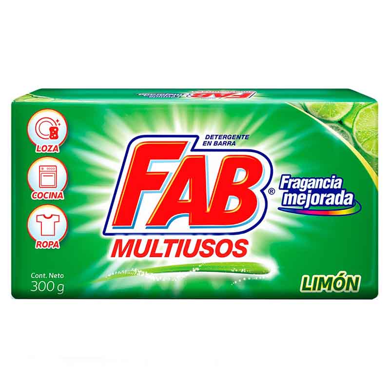 Jabón en Barra Fab Limón Multiuso Max Poder x 300 g - Megatiendas