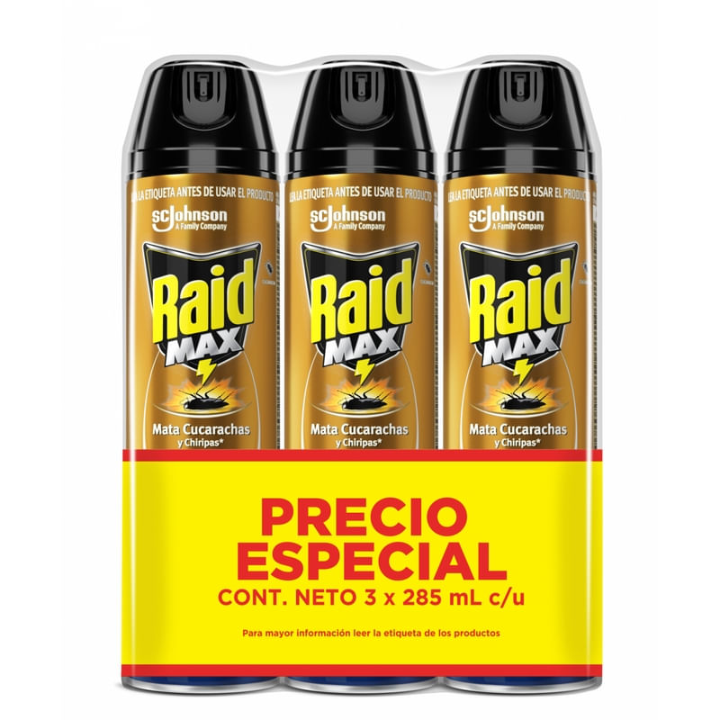 Insecticida Raid Max 3 unds x 285 ml c/u - Supermercado Megatiendas