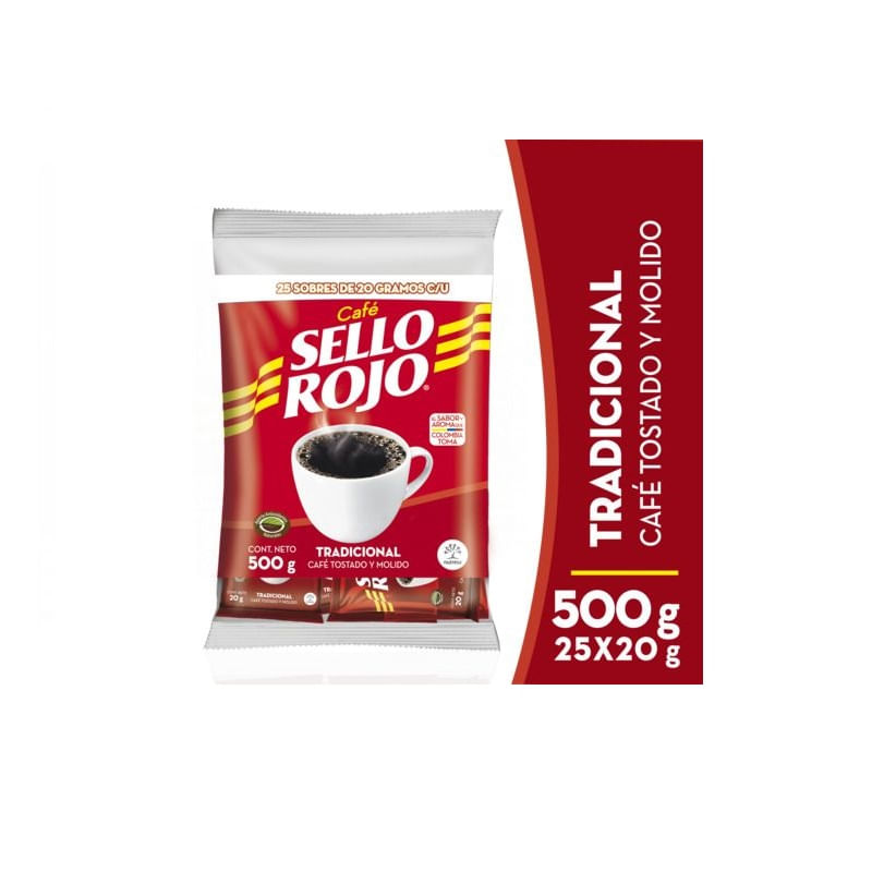 Café Sello Rojo 25 unds x 20 g c/u - Supermercado Megatiendas