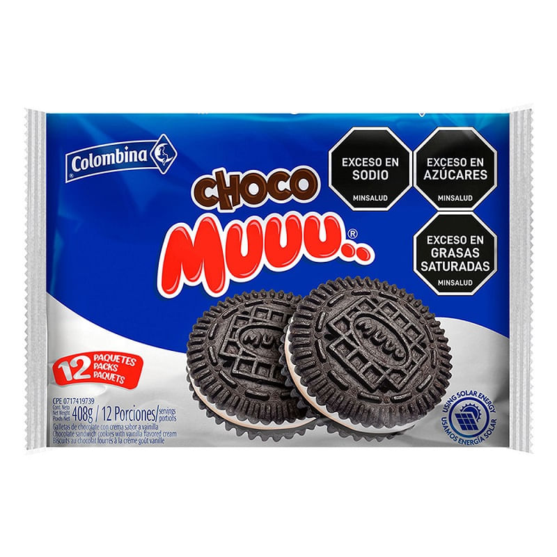 Galletas Dulces Muuu Choco Crema 12 unds x 34 g c/u - Megatiendas
