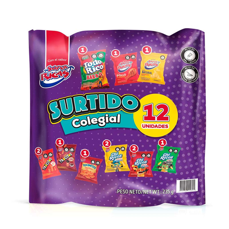 Surtido Super Ricas Colegial x 235 g - Supermercado Megatiendas