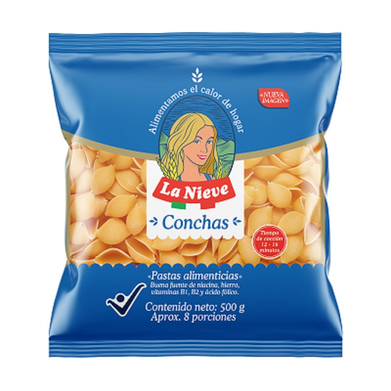 Pasta Conchas La Nieve x 500 g - Supermercado Megatiendas