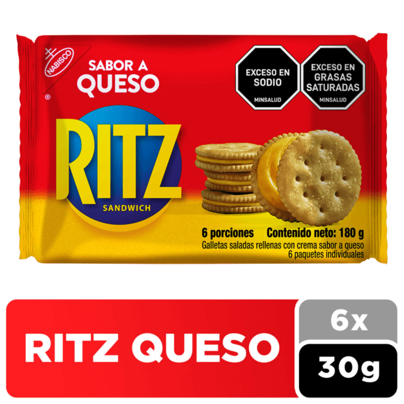 Galleta Salada Ritz Relleno Queso 6 unds x 30 g - Supermercado Megatiendas