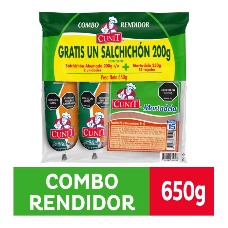 Combo Cunit Salchichon x 200 g x 2 und + Mortadela x 250 g ...