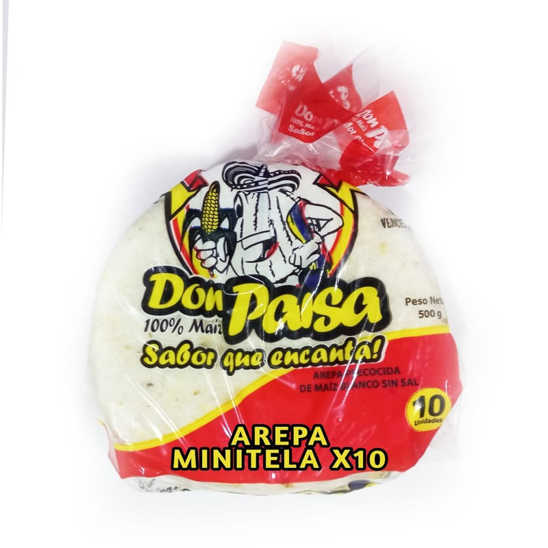 Arepa Don Paisa Mini Tela 10 unds x 50 g c/u - Supermercado Megatiendas