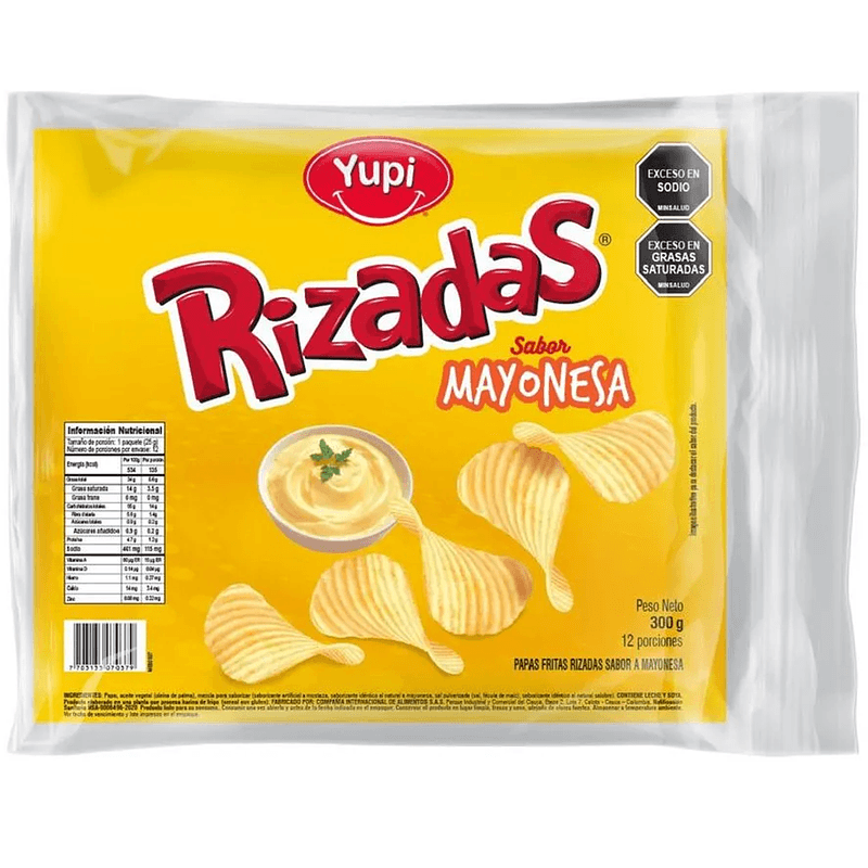 Papas Rizadas Mayonesa 12 unds x 25 g c/u - Supermercado Megatiendas