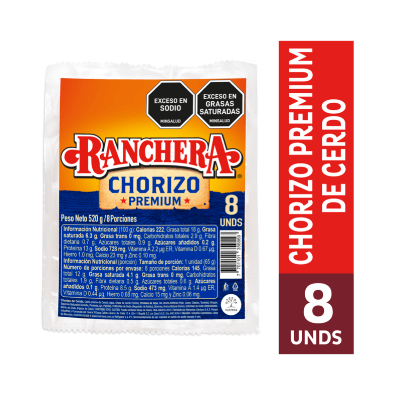 Chorizo Ranchera Premium 8 unds x 520 g - Supermercado Megatiendas
