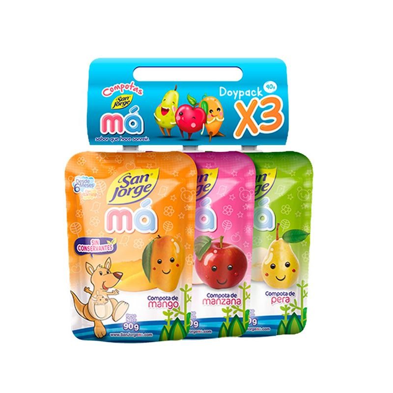 Compota San Jorge Surtida 3 unds x 90 g c/u - Supermercado Megatiendas