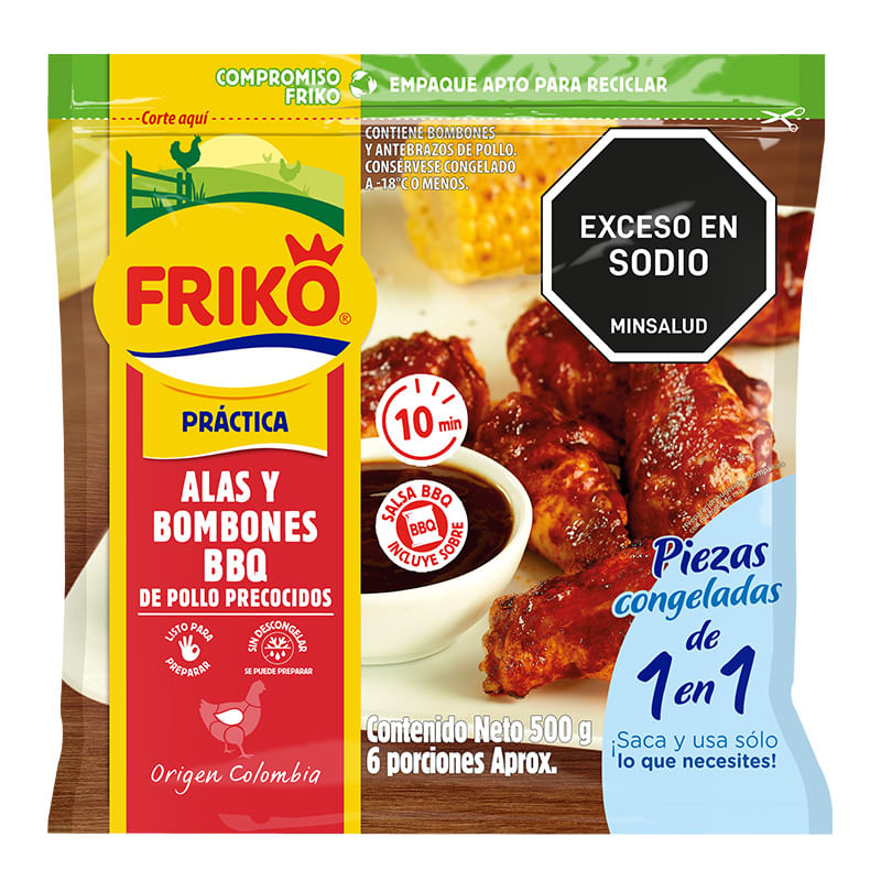 Alas y Bombones de Pollo Friko BBQ x 500 g - Supermercado Megatiendas