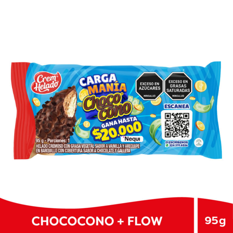 Helado Crem Helado Flow Chococono x 95 g - Supermercado Megatiendas