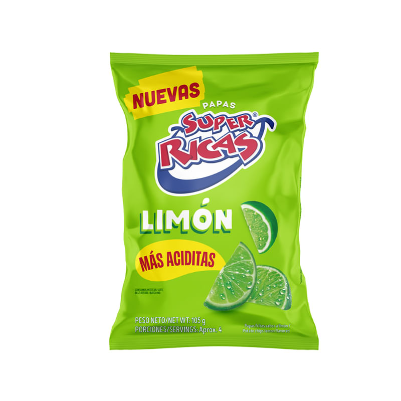 Papas Súper Ricas Limón Más Ácida x 105 g - Supermercado Megatiendas